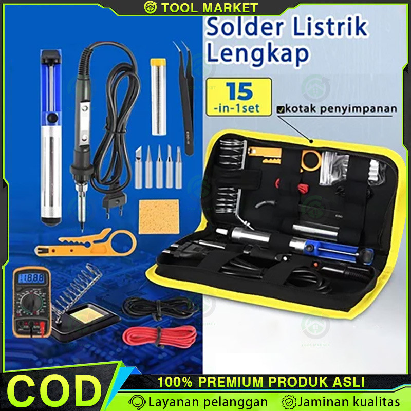 Jual Set Solder Listrik Lengkap Dengan Multimeter Iron Tool Kit 220V 60W/Solder Listrik Murah ...