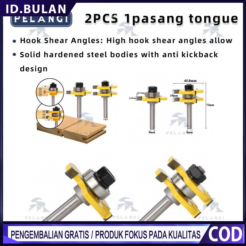 Jual 1/4 mata router profil sambungan kayu panel pintu slot set Tongue ...