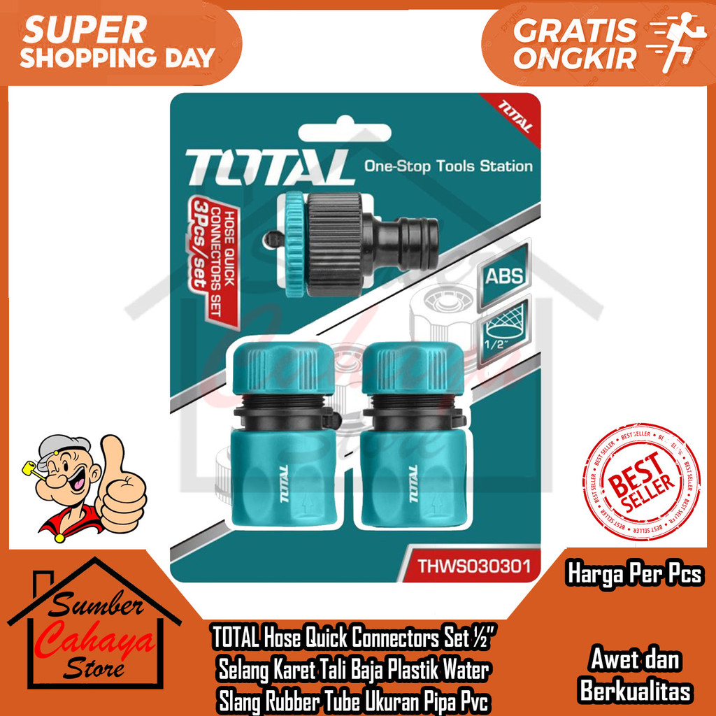 Jual TOTAL Hose Quick Connectors Set Size ½” Putus Selang Karet Tali ...