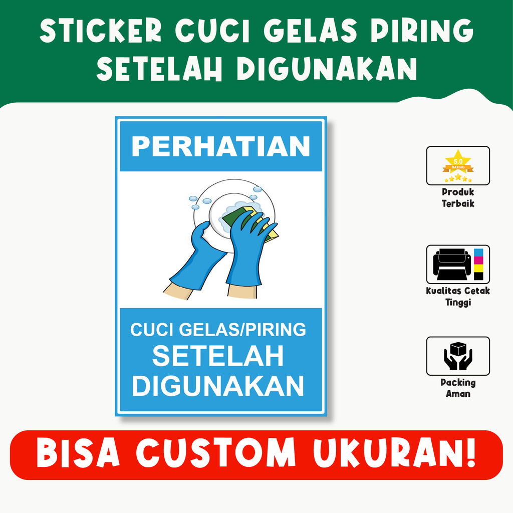 Jual Sticker Cuci Gelas/Piring Setelah Digunakan – Pengingat Kebersihan ...