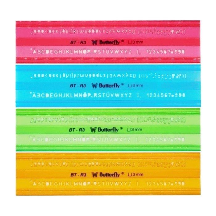 Jual Penggaris Butterfly MAL Huruf BT-R3 BT-R5 Penggaris Lingkaran ...