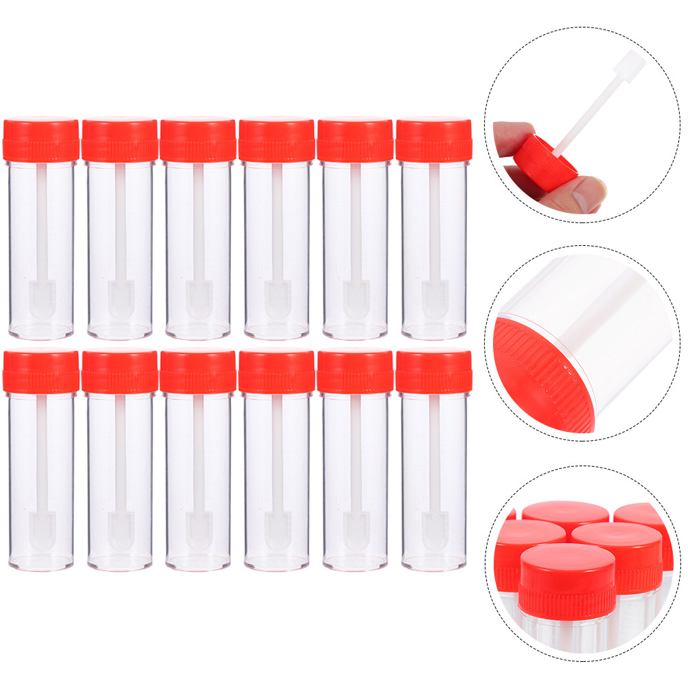 Jual 12 Pcs Stool Sampling Tube Specimen Container Plastic Sample ...