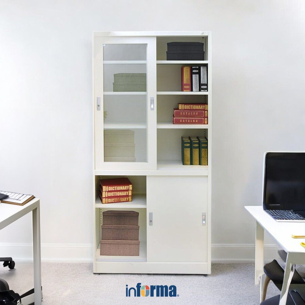 Jual Informa Lemari Arsip Kantor Metal Pintu Kaca Geser - Putih File ...