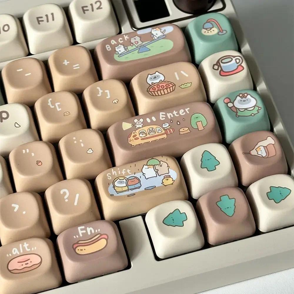 Jual Korean Russian Keycap Khaki Cute Cocoa Bean Milk PBT Five-Sided ...