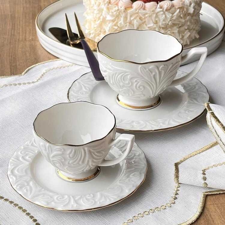 Jual TGF Set Cangkir Kopi Keramik 6in1 Embossed Pattern Tea Coffee Cup ...