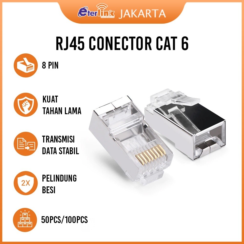 Jual Konektor RJ45 Cat6 Connector Original 50 pcs / 100 pcs Konduktor ...