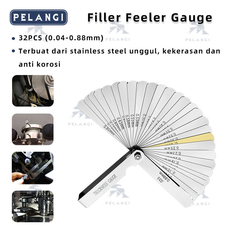 Jual Filler Feeler Gauge 32 Blade Alat Ukur Ketebalan Celah Klep Isian ...