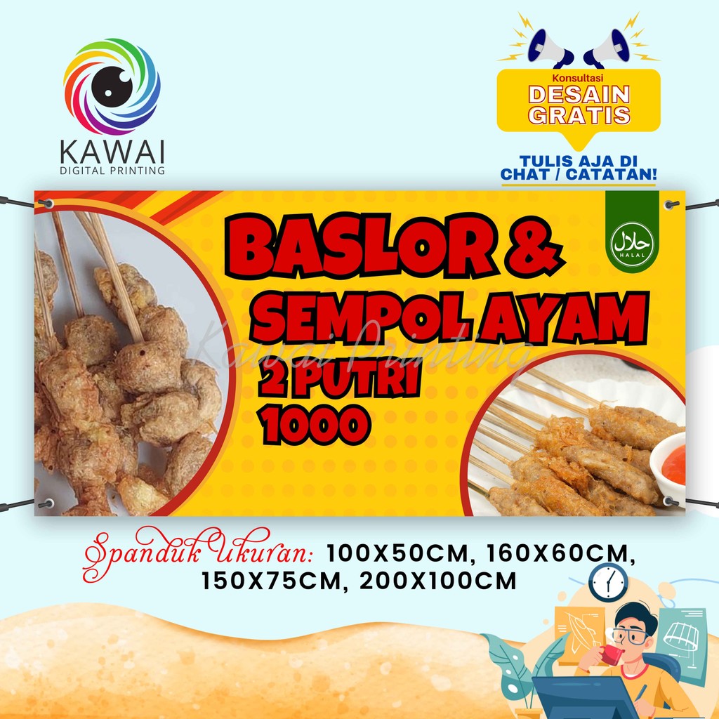 Jual Spanduk Banner MMT Bakso Telor Dan Sempol Ayam Rekuest 200x100 Cm ...