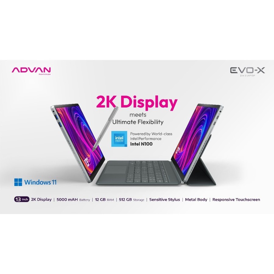 Jual Advan Laptop 2 in 1 Evo-X 13 Intel N100 12GB/512GB 2K IPS 100% ...