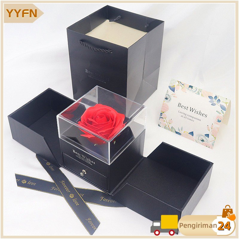 Jual Eternal Rose Gift Box /Mawar Gift Box /Kotak Perhiasan Kado Kalung ...