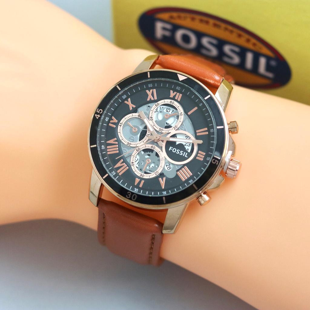 Jual BEST SELLER- Jam Tangan Pria Foss Tali Kulit Body Bulat Chrono ...