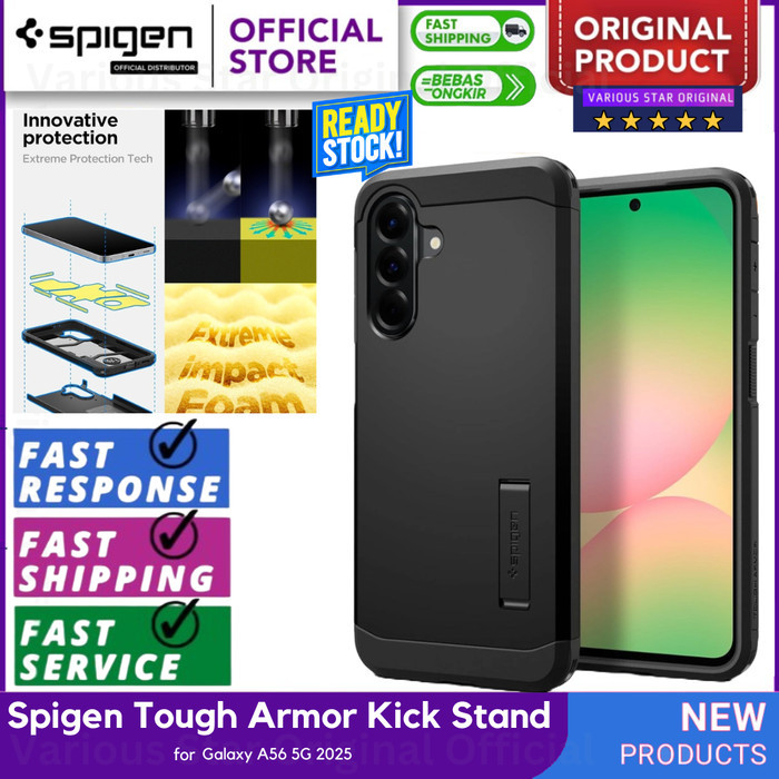 Jual ORIGINAL Case Samsung Galaxy A56 5G 2025 Spigen Tough Armor Stand Anti Crack Kickstand ...