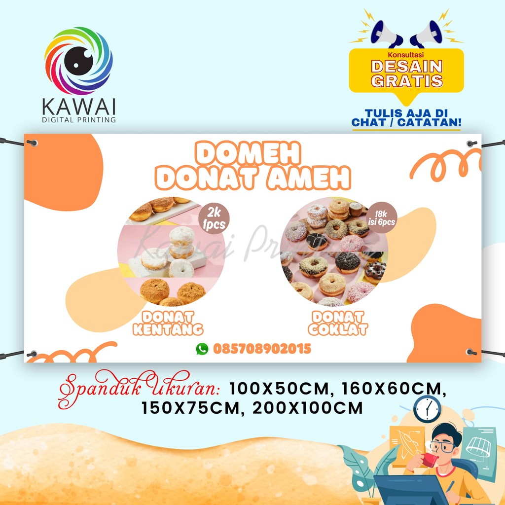 Jual Spanduk Banner MMT Jual Donat Manis Putih Rekuest 200x100 Cm ...
