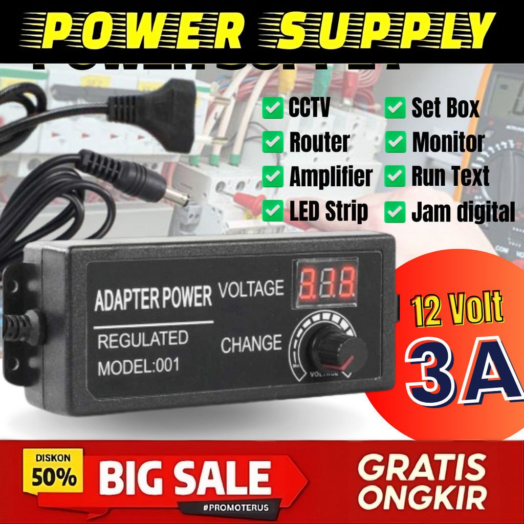 Jual Power Supply Adaptor Universal AC ke DC 3V-24V 3A | Shopee Indonesia