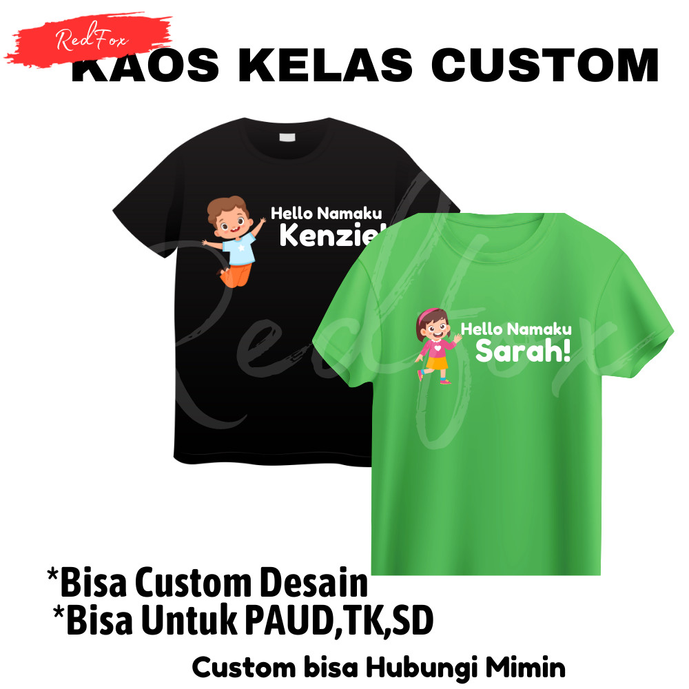 Jual Kaos Kelas Anak TK PAUD SD Umur 3-12 Tahun Bisa Custom Warna ...