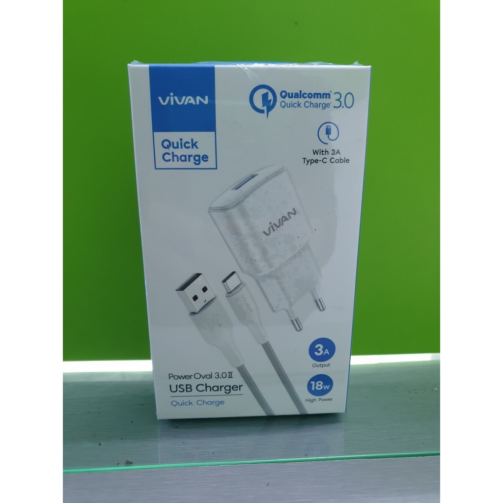 Jual Vivan Adaptor Charger Power Oval 3.0 Q.C 18 watt Free Kabel Type C ...
