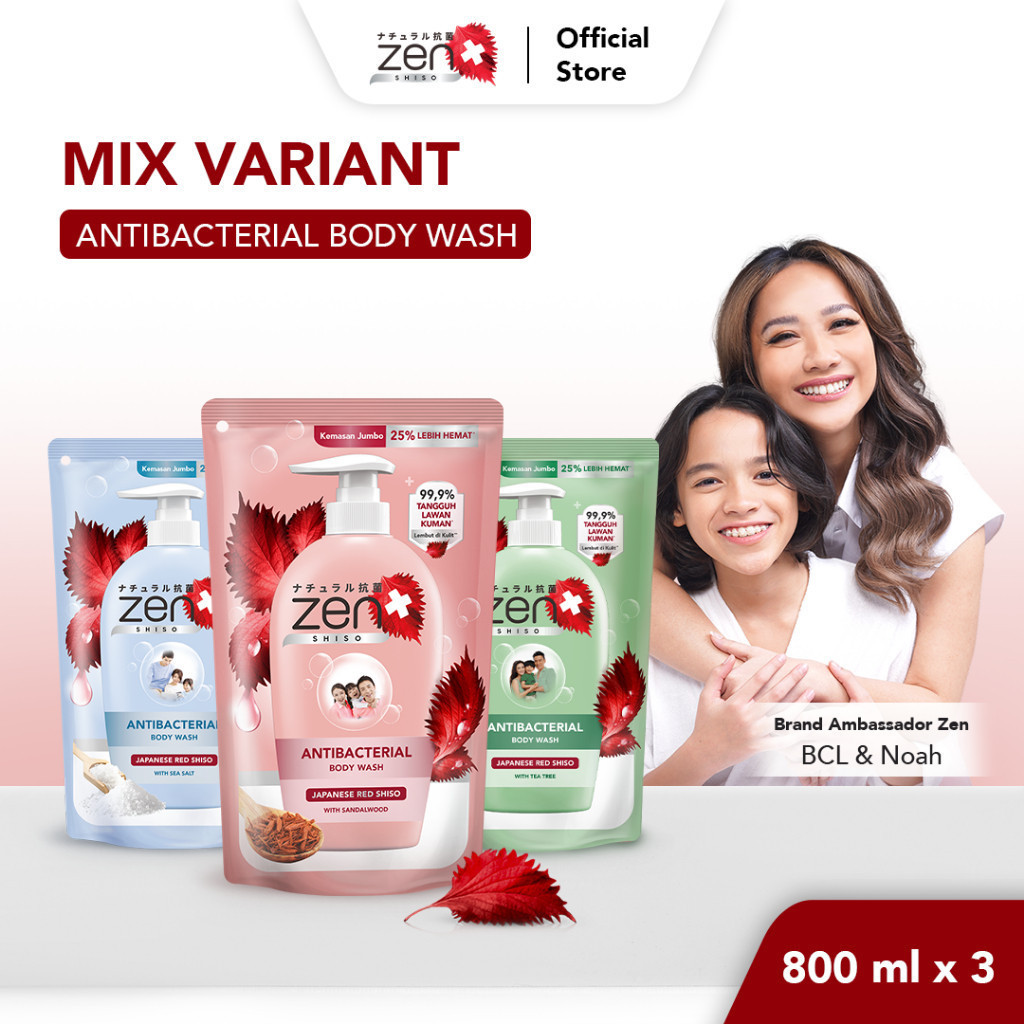 Jual Zen Antibacterial Body Wash Shiso & Sandalwood, Shiso & Tea Tree ...