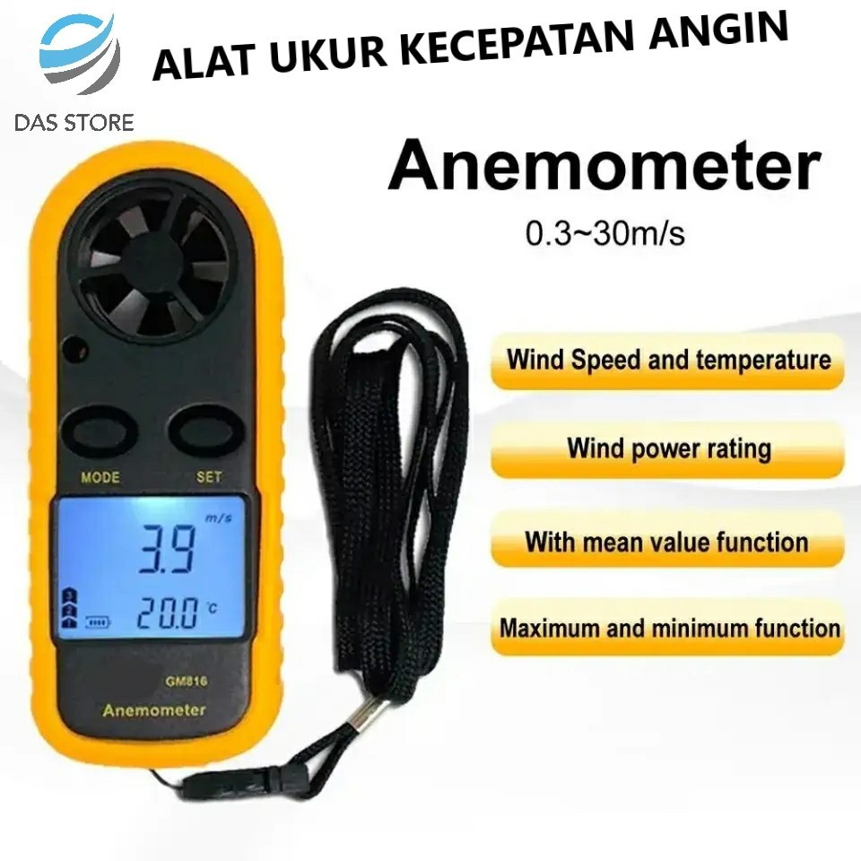 Jual Digital Wind Anemometer GM816 Pengukur Kecepatan Angin 816 Tester ...