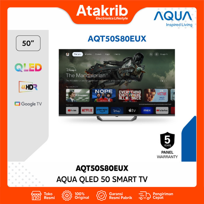 Jual AQUA QLED 50 AQT50S80EUX 4K HDR QLED Google TV | Shopee Indonesia