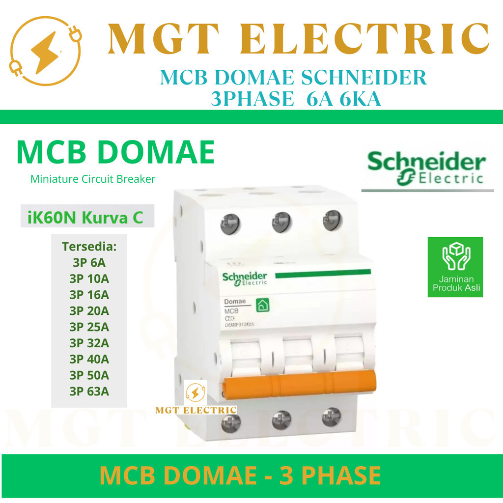 Jual SCHNEIDER MCB 3PAS DOMAE / MCB 3 PHASE DOMAE SAKLAR OREN SCHNEIDER 3P | Shopee Indonesia