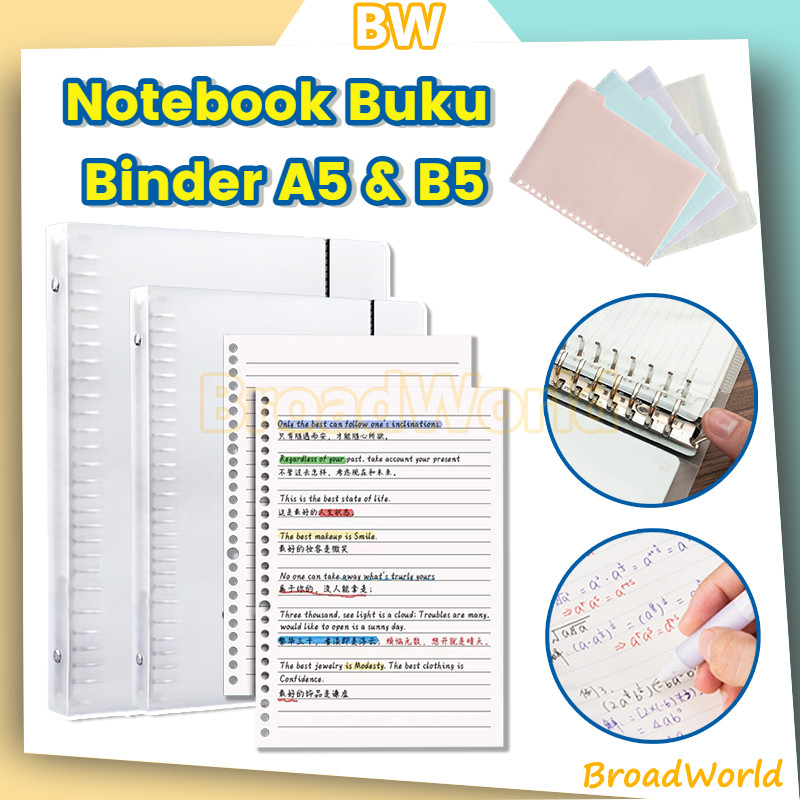 Jual binder transparan A5 /Notebook Buku Binder A5 & B5 /Divider 4pcs ...