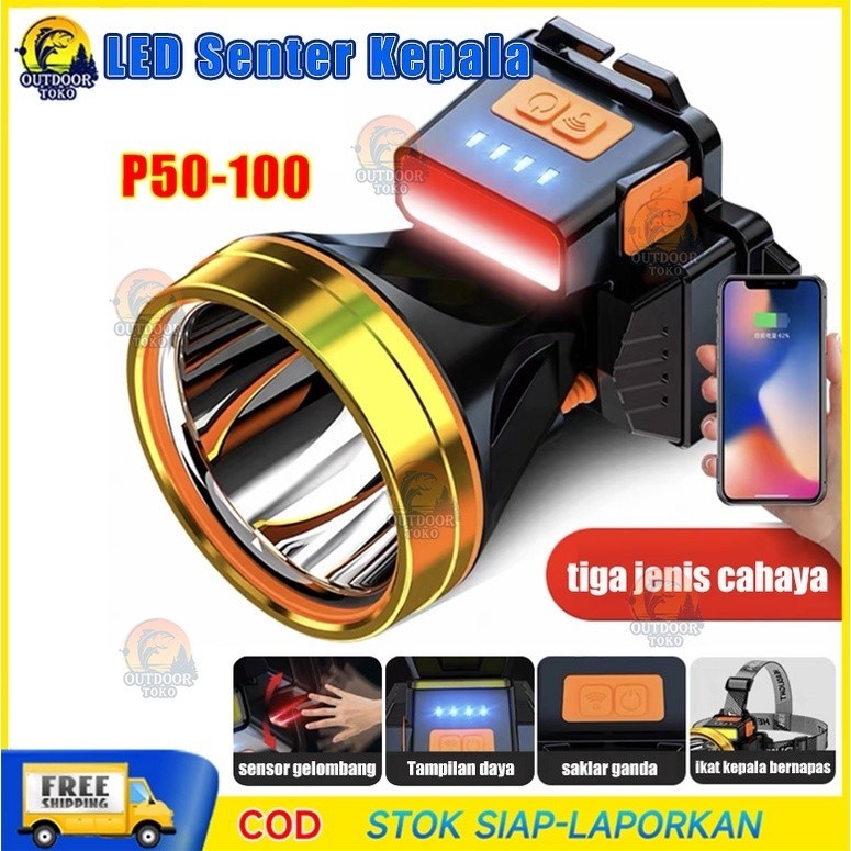 Jual Lebih terang dari lampu mobil LANDI Senter Kepala Led Glare 85WATT 5000 Lumens Bisa Baterai ...