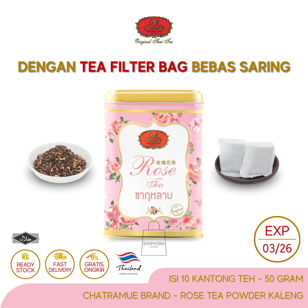 Jual Chatramue Brand Thai Rose Tea Powder Kemasan Kaleng Isi 10 Kantong ...