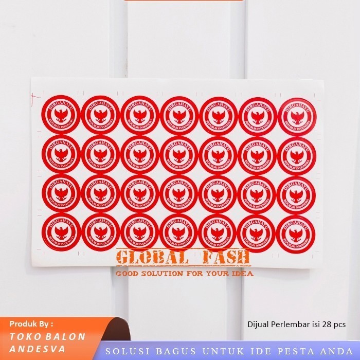 Jual ( isi 28 ) Stiker pipi motif garuda Bulat /stiker pipi bendera ...