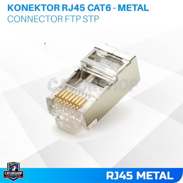Jual Konektor RJ45 FTP STP Cat 6 Connector RJ 45 Cat6 Besi Metal Outdoor | Shopee Indonesia
