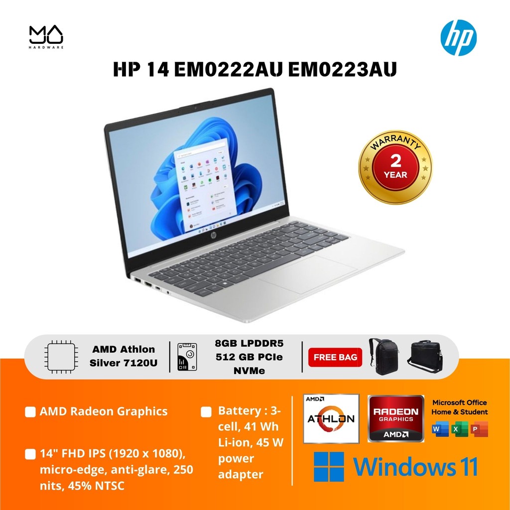 Jual Laptop HP 14 - em0222AU/em0223AU Athlon 7120U 512GB SSD 8GB FHD ...