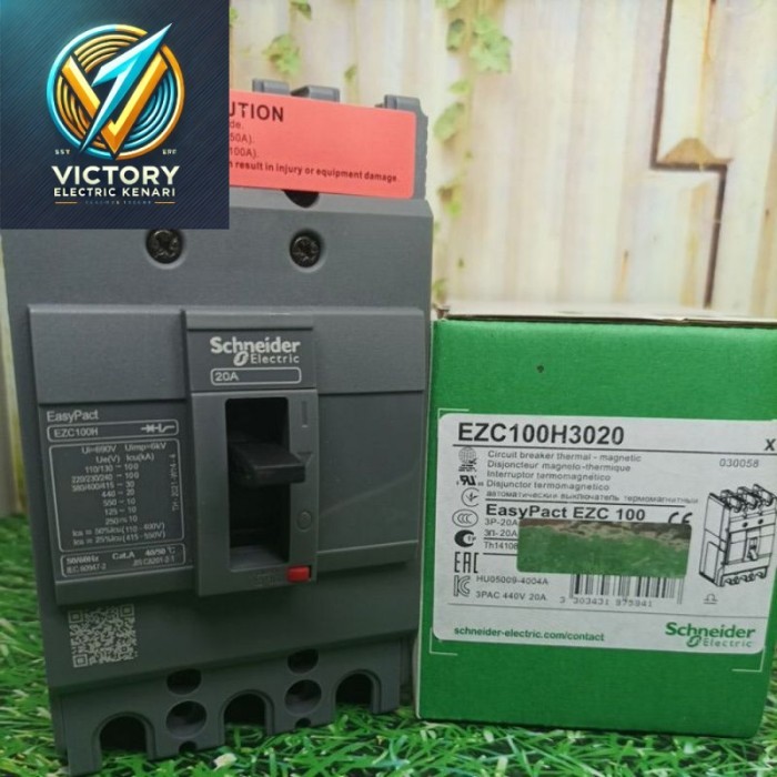 Jual Schneider EasyPact EZC100H3020 MCCB 30KA EZC100H 3P 20A Arus Nominal: 20A (Ampere) | Shopee ...