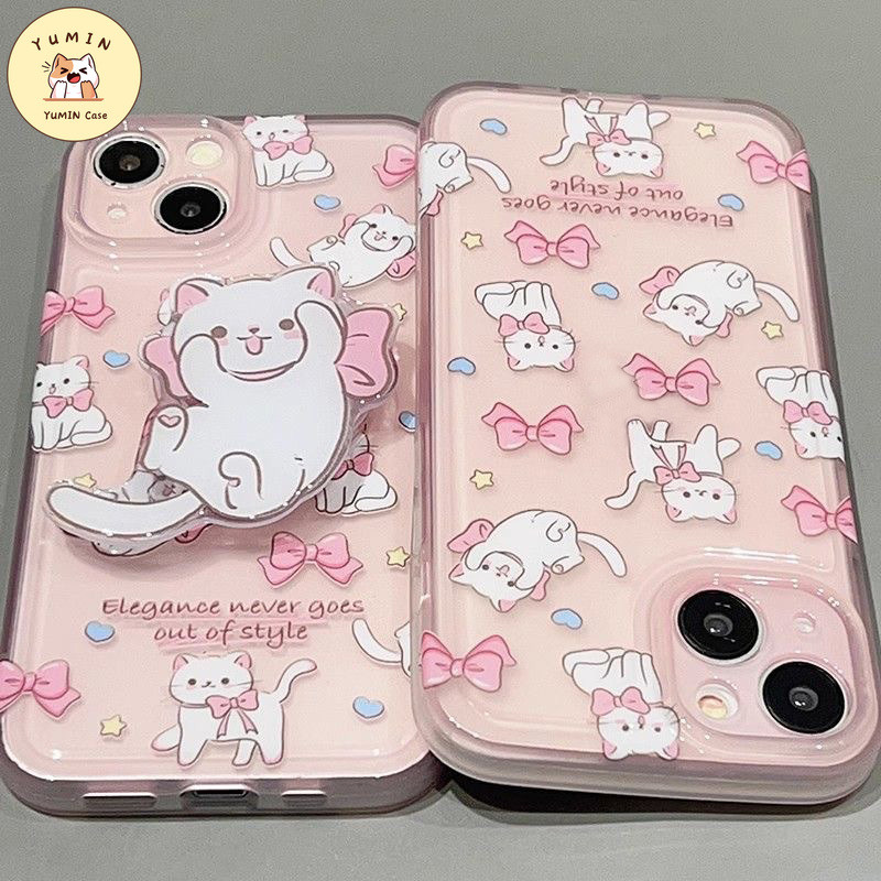 Jual Casing Transparan Kucing Putih Lucu Dengan Ikatan Simpul Merah ...