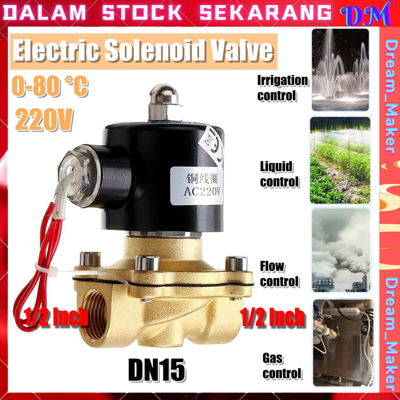 Jual Selenoid Valve 1/2 Inch stoper kran solenoid valve DN15 kran listrik water valve 220v ac ...