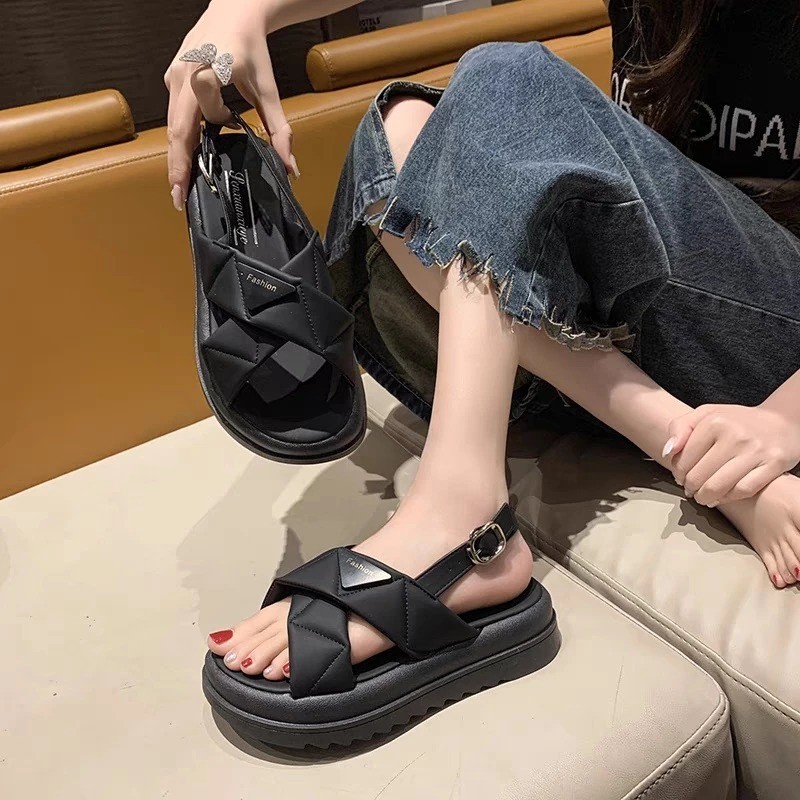 Jual Sepatu Sandal Wanita YU06 Sendal Jelly Korea Model Silang Wedges ...