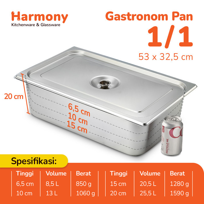 Jual Food Pan 1/1 6,5cm 10cm 15cm Gastronom Wadah Kotak Stainless Steel ...