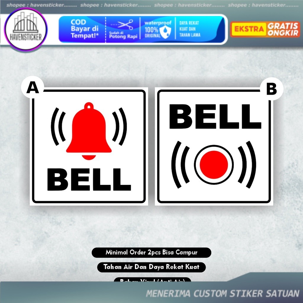 Jual Sticker bell rumah - sign sticker bell - stiker bell - bell rumah ...