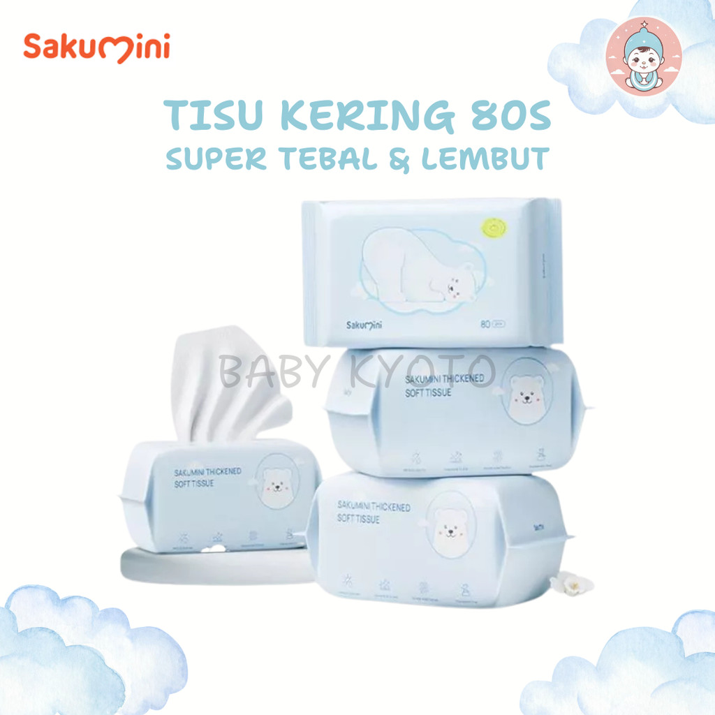 Jual BK Sakumini Thick Baby Wipes 80x4 Tisu Kering Bayi Tebal Facial ...
