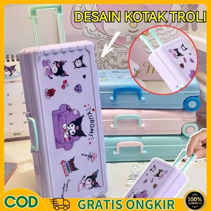 Jual 【cod】sanrio Seri Anime Kartun Pensil Kasus Troli Kotak Alat Tulis