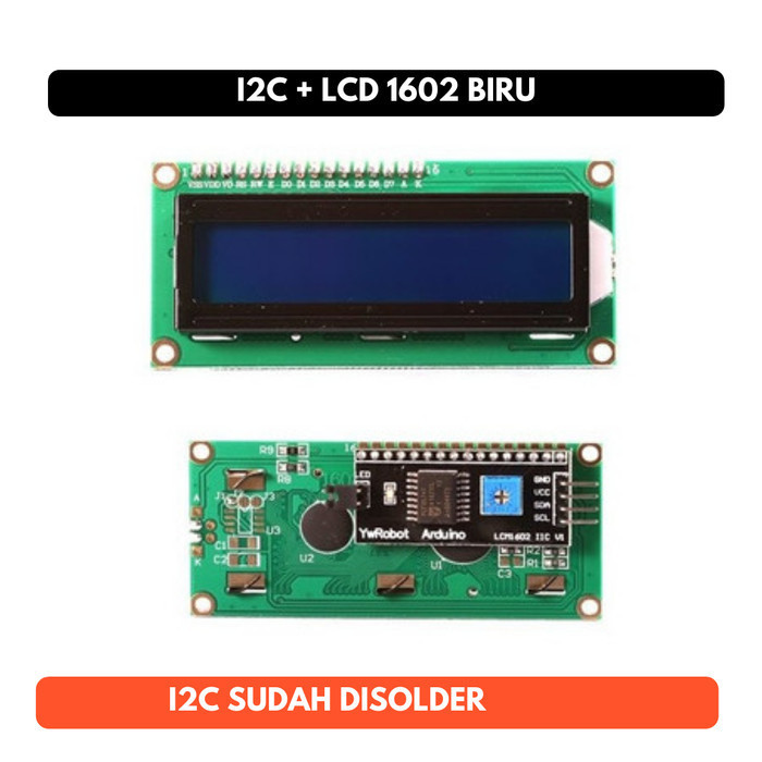 Jual I2C LCD 1602 16x2 Background Biru Tulisan Putih 2x16 Sudah Solder ...