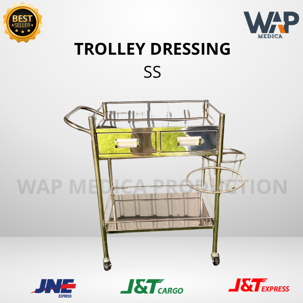 Jual JUAL TROLLEY INSTRUMEN DRESSING + TIANG INFUS STAINLESS | Shopee ...