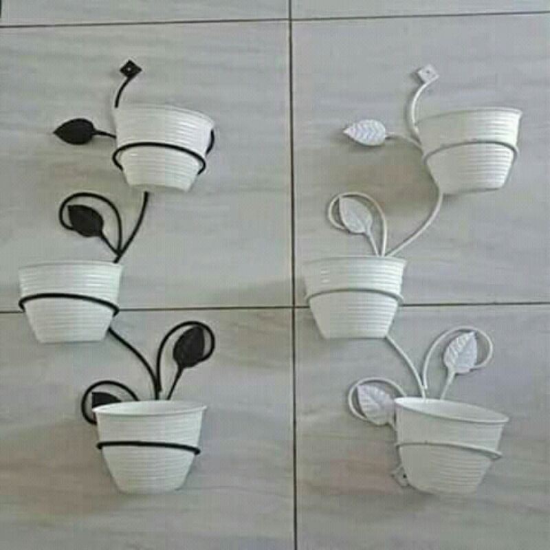 Jual Rak bunga dinding hitam putih/Standing pot Bunga dinding minimalis ...