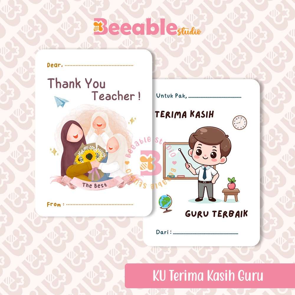 Jual [8pcs] Kartu Ucapan Terima Kasih Guru Thank You Teacher Kertas ...