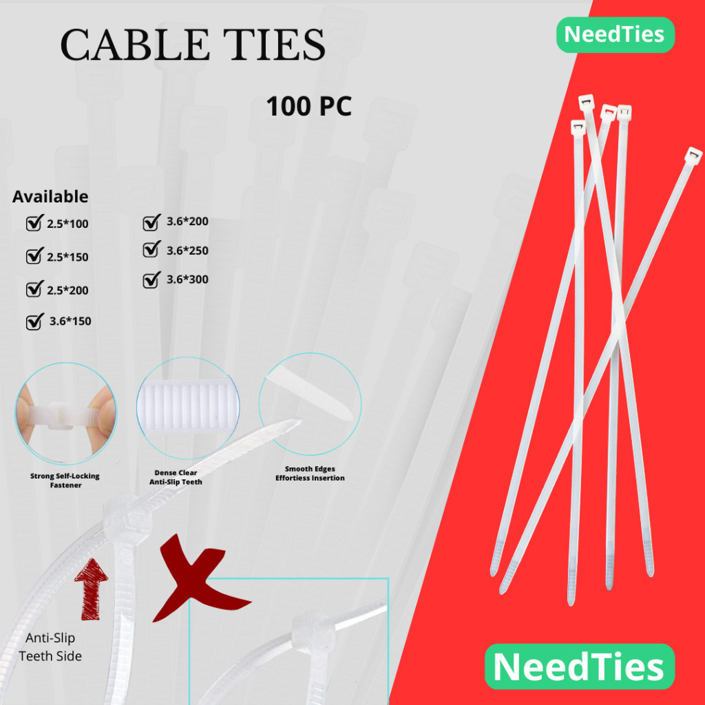 Jual Kabel Tie / Cable ties/ Kabel Ties/ Cabel Tis Hitam Putih Uk. 2.5 ...