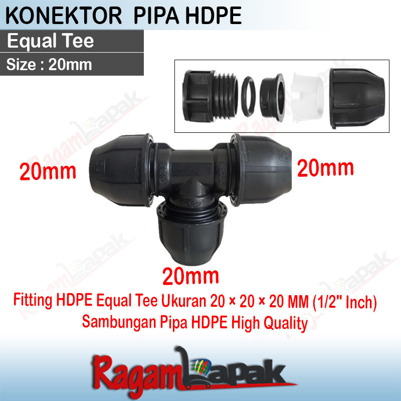 Jual Fitting HDPE Equal Tee Ukuran 20 MM Sambungan Pipa HDPE T 20mm | Shopee Indonesia