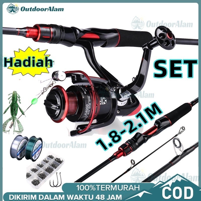 Jual Joran Pancing Set 1.8m/2.1m joran spining reel pancing pancing set ...