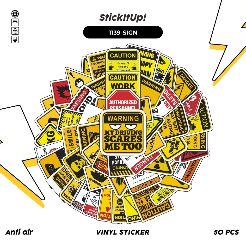 Jual COD 100 Pcs Stiker Pack Peringatan Classical Warning Sign v3 Lucu ...