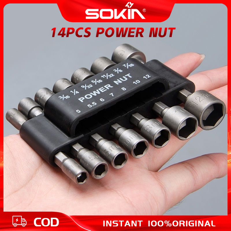 Jual SOKIN Tools Mata Shock 14pcs Hex Power Nut 5-5.5-6-7-8-10-12mm 3 ...