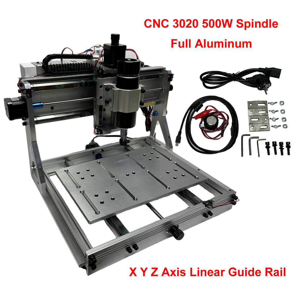 Jual USB CNC Router Linear Guide Rail 500W Full Aluminum CNC Engraving Machine 3020 Limit Switch ...