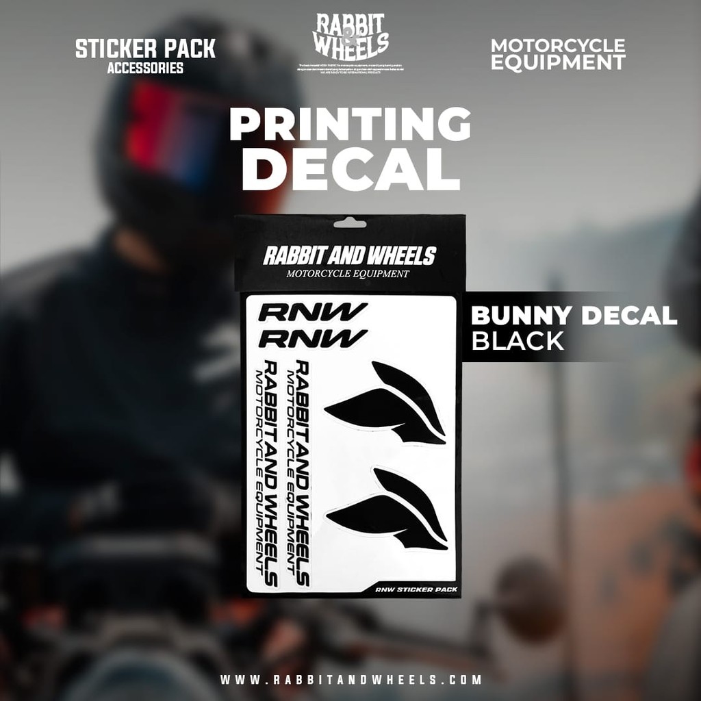 Jual STICKER PRINTING BUNNY DECAL BLACK RABBIT AND WHEELS | Shopee ...