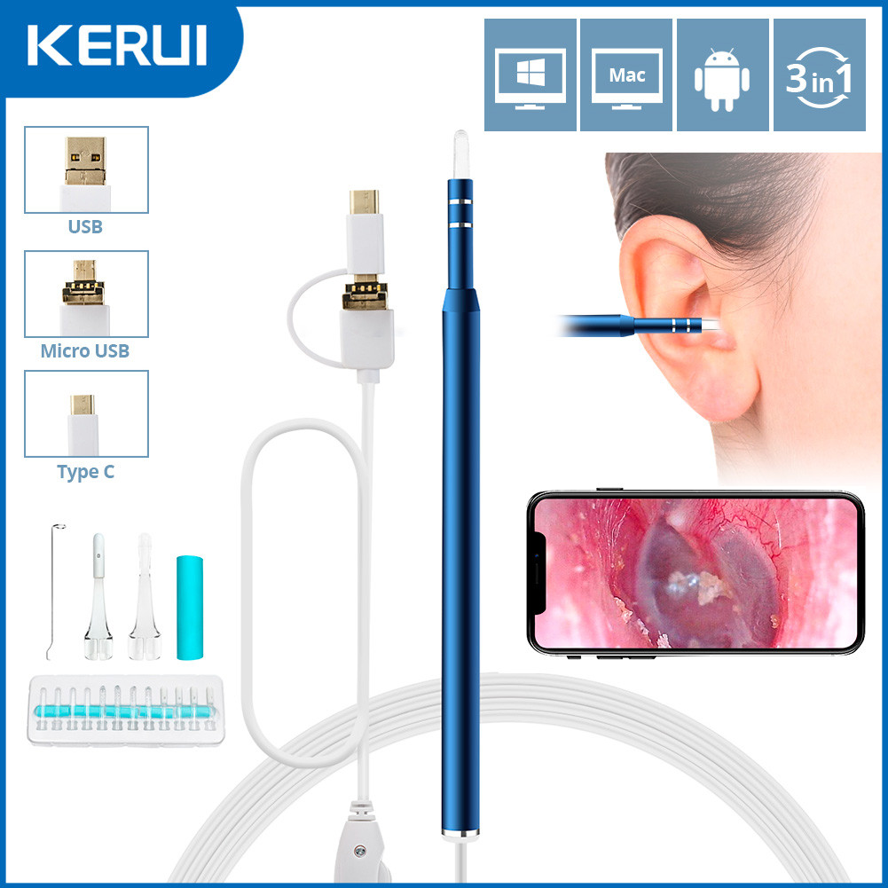 Jual KERUI Ear Cleaning Endoscope Camera Ear Pick 3 in 1 USB OTG Visual ...